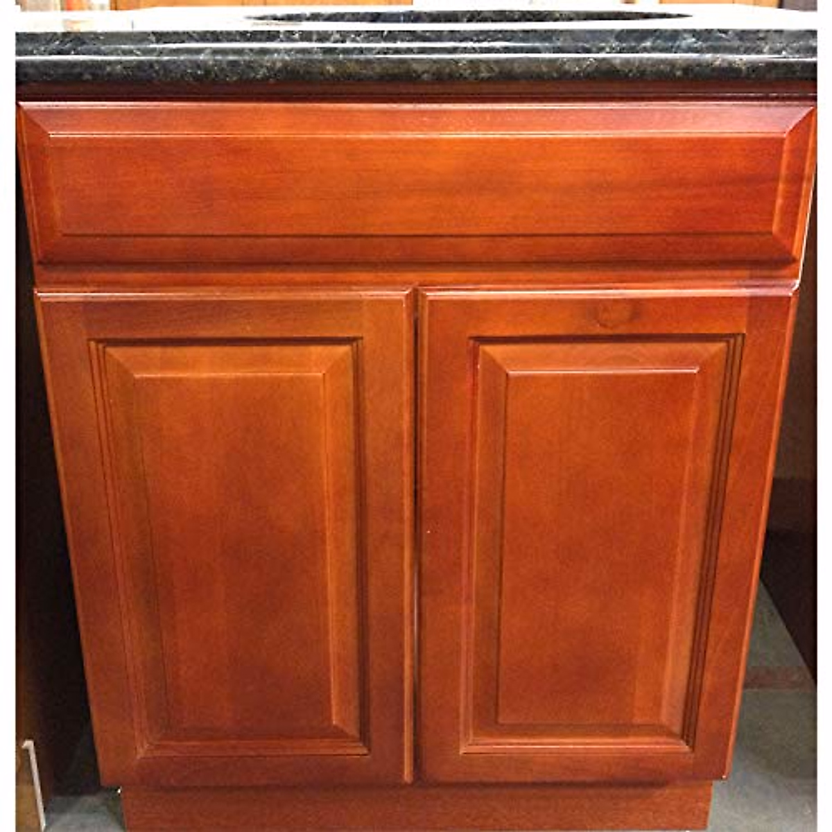 Traditional Cherry 30 Inches Vanity Bathroom Elegant Shaker Door Cabinet Drawer Single Sink Base Bath Wall Faucet Vessel Vanities Kitchen Wood Hardwood 30" W x 31.5" H x 21" D of Set
