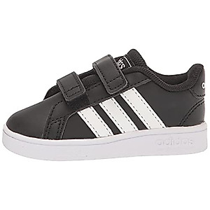 adidas unisex baby Grand Court Tennis Shoe, Black/White/White, 7.5 Toddler US