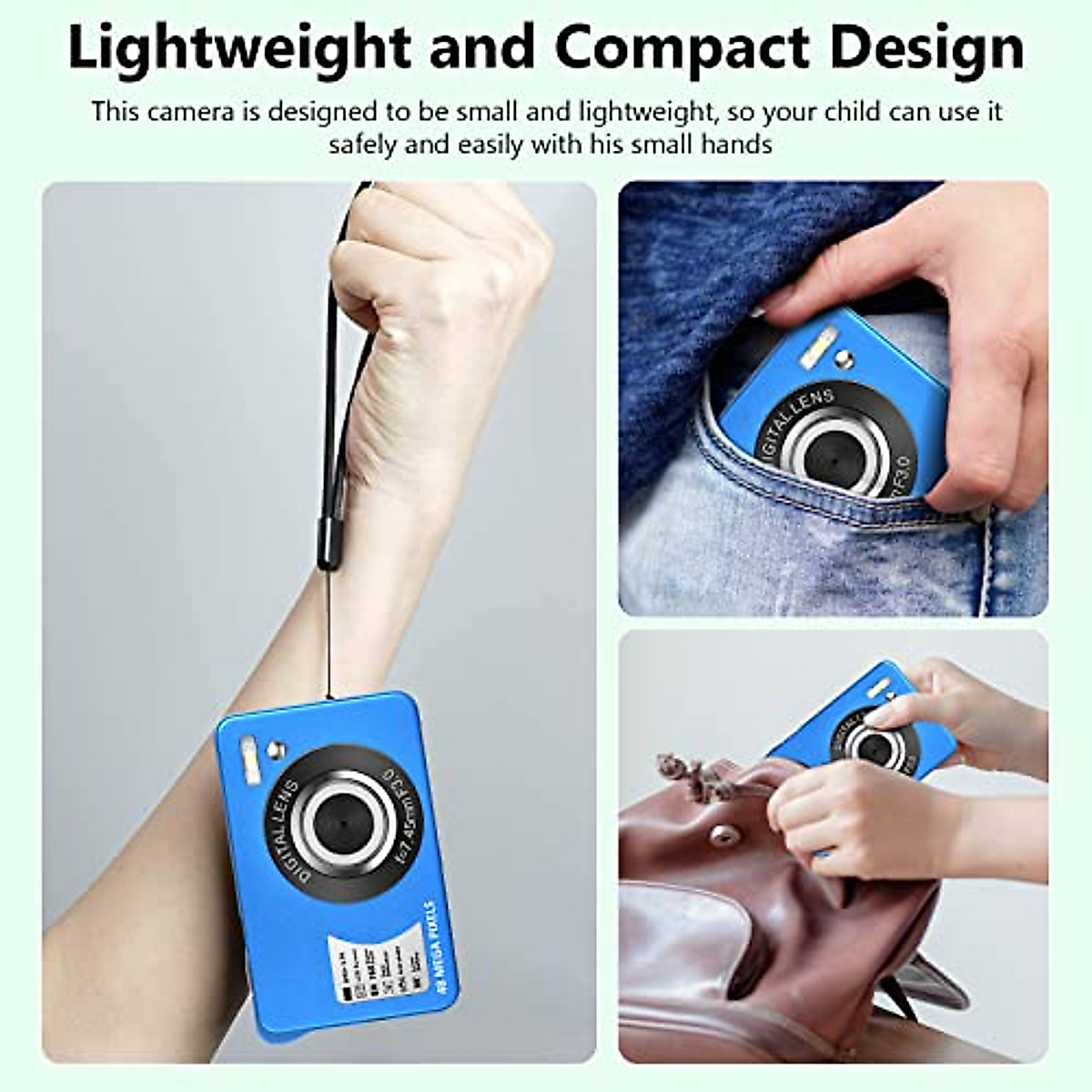 Digital Camera for Kids, 2.7K Digital Camera for Teens, Boys and Girls, 16X Digital Zoom Camera with 32GB SD Card and 2 Batteries (Blue)