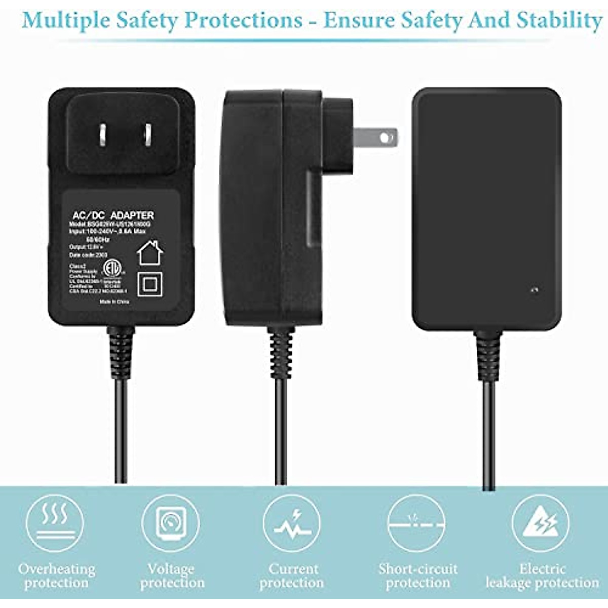 SLLEA 12.6V 2-Prong AC/DC Adapter Compatible with Aiper Seagull 800 800B SE Cordless Robotic Pool Cleaner Lithium Ion Battery 12.6VDC 1.8A DC12.6V 1800mA Power Supply Cord Cable Wall Charger PSU