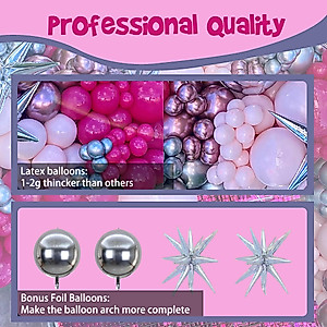 MOMO RUCCI 138Pcs Pink Balloon Arch Garland Kit, Hot Baby Pastel Pink Silver Balloons with Foil Explosion for Princess Girl's Birthday Party Decorations Baby/Bridal Shower Gender Reveal
