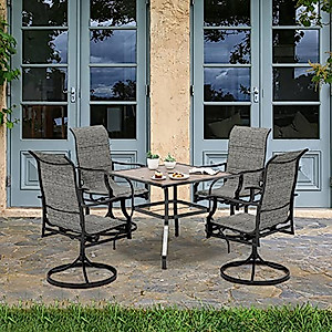 MIXPATIO Outdoor Patio Dining Table with Umbrella Hole, 4 Person Metal Square Table for Garden, Backyard and Porch