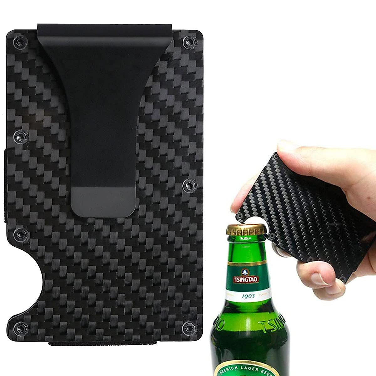 Yellowknife Carbon Fiber Minimalist Wallet for Men - RFID Wallets for Men Credit Card Holder Metal Money Clip - Slim Rigid Mens Wallet