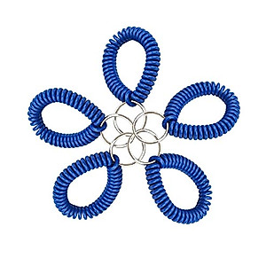 Wrist Coil with Split Key Ring, Blue, PK5