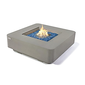 Lucerne Concrete Fire Pit 42".1 x 42 Outdoor Patio Firepit Includes Fire Glass Modern Fire Pits & Outdoor Fireplaces for Garden, Deck, Indoor & Outdoor Heating