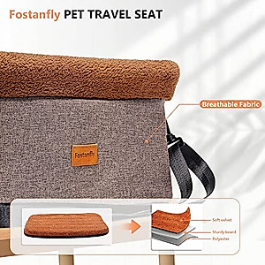 Fostanfly Dog Car Seat for Small Dogs, Upgraded Dog Booster Seat with Metal Frame, Washable Pet Car Seat with Thick Cushion Safety Leash and Storage Pockets