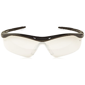 MCR Safety DL119AF Dallas Safety Glasses with Polished Black Frame and Indoor/Outdoor Clear Mirror Anti-Fog Lens