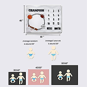 Homegician Baby Monthly Milestone Blanket Photo Prop for Newborn Growth Photography Football Baseball Basketball Soccer Champion Sports Month Blanket