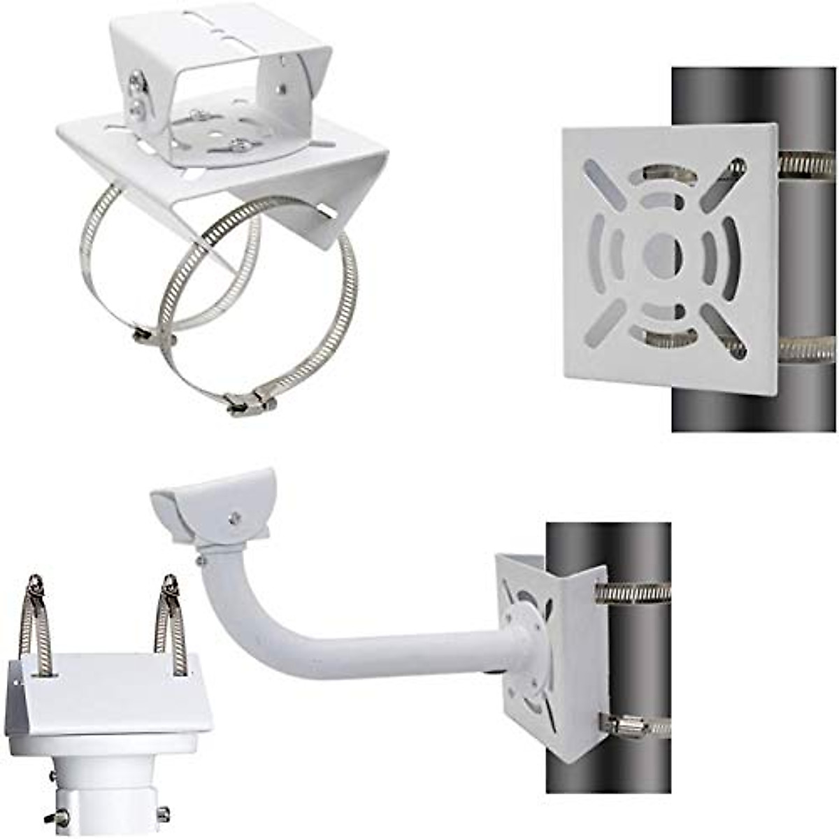 Universal Wall Mounting Bracket with 2 Loops, Vertical Pole Mount Adapter for CCTV Security Camera PTZ Dome Indoor Outdoor AP Access Point Client CPE