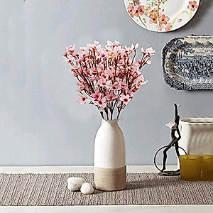 Uieke 4Pcs Artificial Cherry Blossom Flower, Silk Peach Flowers Fake Plants Arrangement for DIY Garden Home Wedding Party Decor Pink
