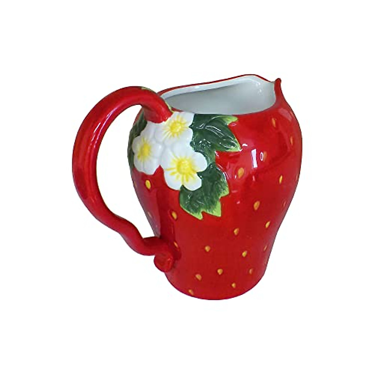 First of a Kind Glossy Rosy Red strawberry pitcher, red ceramic strawberry jug, strawberry kitchen pitcher for water, lemonade