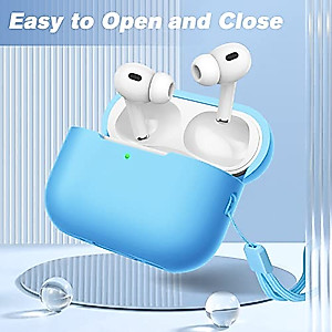 Fintie Case for AirPods Pro 2nd Generation (2022) / AirPods Pro 1st Generation (2019) - Protective Shockproof Silicone Skin Cover with Lanyard, Blue Glow in The Dark