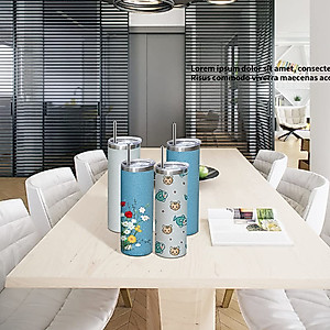 AGH 20 oz Sublimation Tumblers Glitter Tumbler Set, 4 pack Insulated Skinny Tumblers Bulk with Lid and Metal Straw, Stainless Steel Double Wall Coffee Mug for Iced Hot Drinks, Beverages