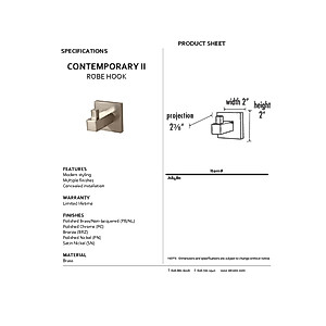 Alno A8480-PC Contemporary II Modern Robe Hooks, Polished Chrome