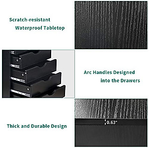 YITAHOME 5 Drawer Chest, Mobile File Cabinet with Wheels, Home Office Storage Dresser Cabinet, Black