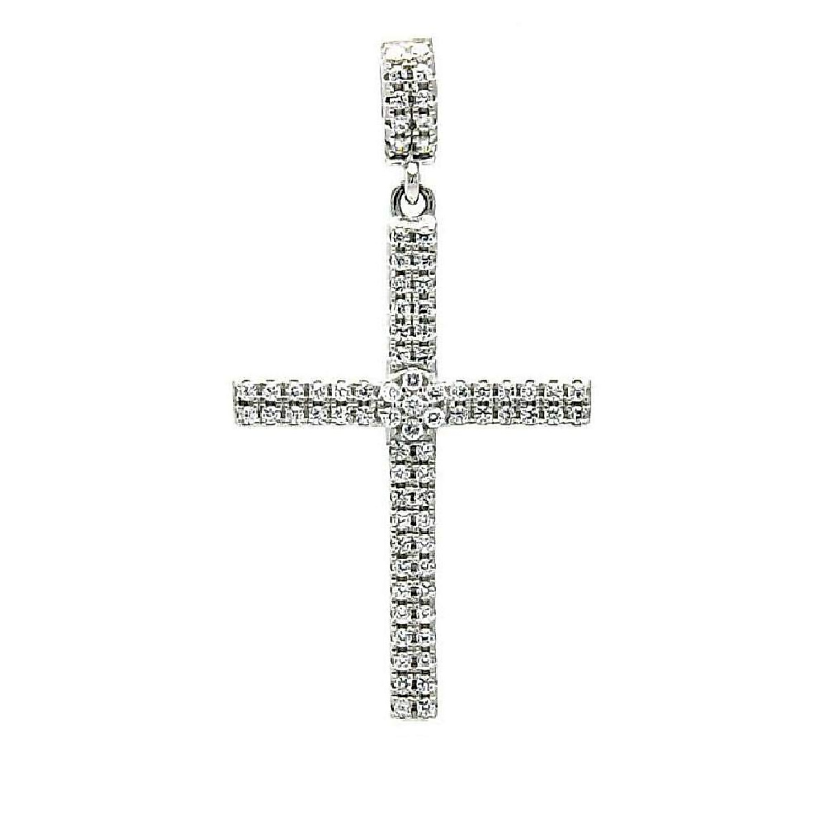 SURANO DESIGN JEWELRY Sterling Silver Cross Pendant w/Micro Pave Cubic Zirconia Stones