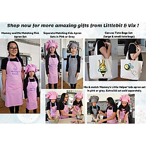 Mom Apron Set with Matching Dish Towels - Gift for Mom Wife Grandma for Cooking Baking – Mommy Apron - Kitchen Aprons for Mom Women Grandma – Cooking Aprons for Women – Cotton Linen Embroidered Apron