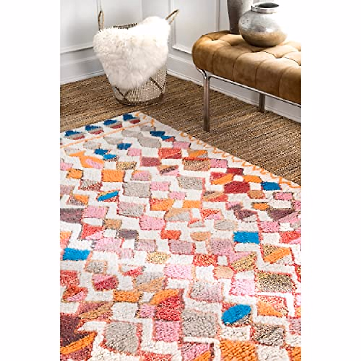 nuLOOM Helaine Hand Tufted Moroccan Shag Area Rug, 10' x 14', Multi