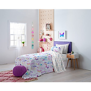 Saturday Park Ombre Butterflies Queen Bed Set - 7 Piece 100% Organic Cotton Bedding - GOTS & Oeko-TEX Certified