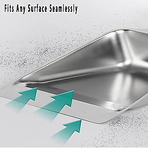 YONILL Dust Pans with Long Handle - Metal Upright Dustpan Heavy Duty, 35" Long Handled Stand Up Dustpans for Lobby, Garage, Home and Yard (Dustpan only)