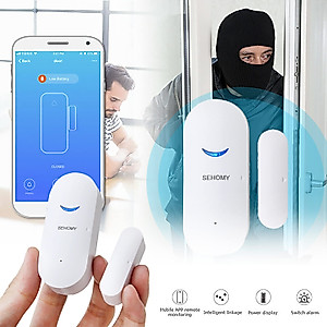 SEHOMY 2 Pack WiFi Door Sensor Detector Smart, Wireless Window Sensor Real-time Alarm Compatible with Alexa Google Assistant, Home Security Door Open Contact Sensor for Bussiness Burglar Alert