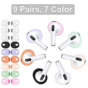 9 Pairs (Fit in Case) Ear Tips Compatible with AirPods 3rd, Replacement Ultra Thin Slim Silicone Eartips Earbuds Gel Cover Accessories Compatible with AirPods 3-3 White Multicolor