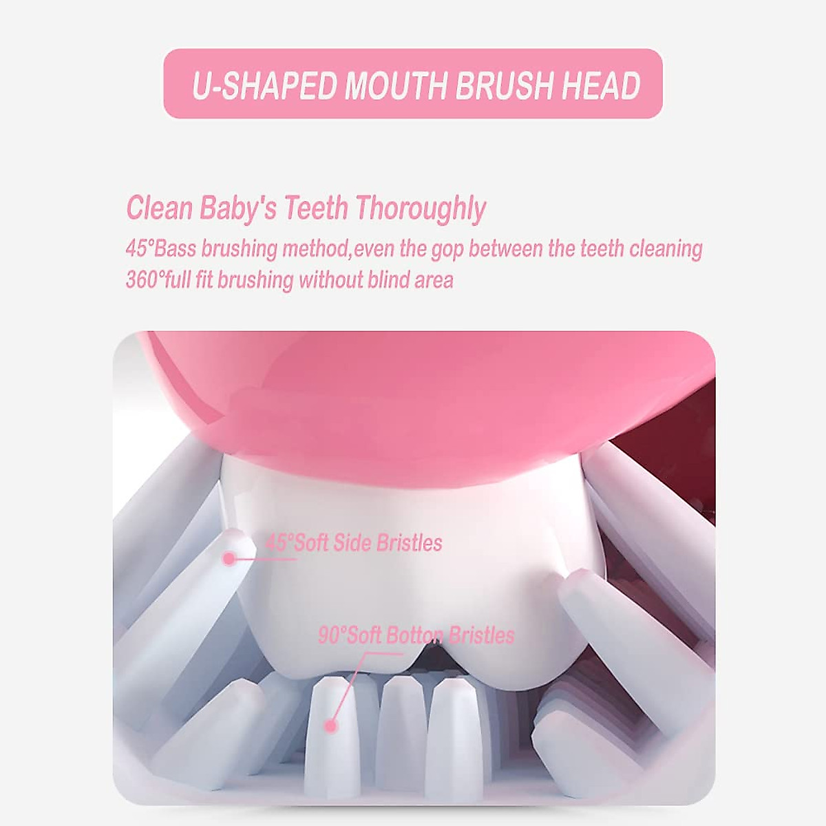 Fiecco Kids U Shaped Toothbrush 2 Pack U Shaped Toothbrush Kids 360 U-Shaped Tooth Brush with Soft Silicone Brush Head Whole Mouth Toothbrush for Baby, Toddlers and Children Ages 1-6 Years