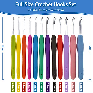 RealPlus Crochet Hooks Set, 12 Sizes Crochet Hooks Set for Arthritic Hands, Ergonomic Soft Grip Handles, Crochet Kit for Beginners, Christmas Gifts for Women, Large Crochet Needle with Blue Case