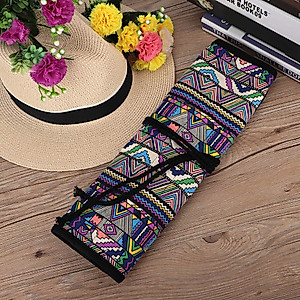 Hztyyier Artist Paint Brushes Holder Roll Up Pen Holder Protection Canvas Portable Long Handle Brush Pouch Bag 20 Slots