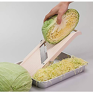 Benriner Super Standard Madoline Slicer, with with 4 Japanese Stainless Steel Blades, Almond