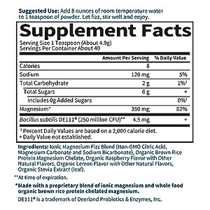 Garden of Life Whole Food Magnesium Powder, Raspberry Lemon - Vegan, Gluten & Sugar Free Supplement with Probiotics for Calm & Regularity