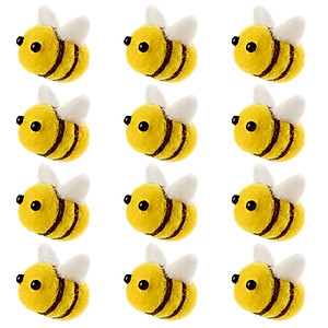 CINPIUK 12 Set Felt Bees for Crafts, Wool Felt Bumble Bee Plush for Tiered Tray Decoration Party Favors DIY Craft Jewelry Accessory
