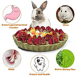 HGPOKLVT Bunny Grass Treats Bunny Chew Toys, Pet Birthday Cake Small Animal Molar Toys, All Natural Material Suitable for Guinea Pig, Hamster Chinchilla Rabbit and Other Small Animals