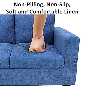 LostCat 97" W Sectional Sofa with Chaise, Linen Modular Sectional Sofa, Modular Couch, L Shaped Sofas & Couches Sectional Couches for Living Room Furniture Sets, Blue