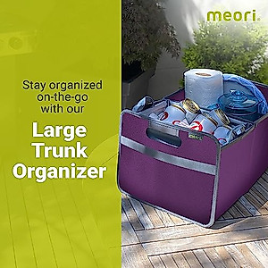 meori Large Trunk Organizer for Groceries Collapsible Midnight Magenta Storage Car SUV 2 Compartments
