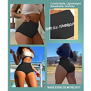 Women's High Waist Yoga Booty Shorts Workout Spandex Dance Hot Pants Butt Lifting Leggings Rave Outfits Black