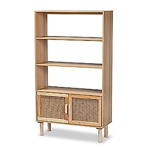 Baxton Studio Faulkner Bookcases, Beige/Natural Brown