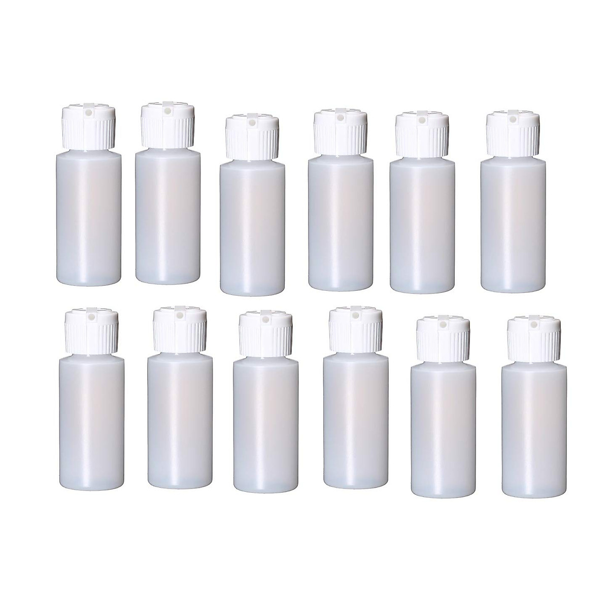 Natural Farms 1 oz Plastic Flip Top Pour Spout Bottles - 12 Pack - for Essential Oils, Perfumes, Lotions