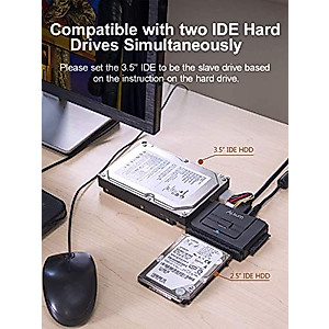 Alxum SATA IDE to USB 3.0 Hard Drive Adapter with Power, IDE to SATA Adapter External Hard Disk Reader for 2.5 / 3.5 inch IDE