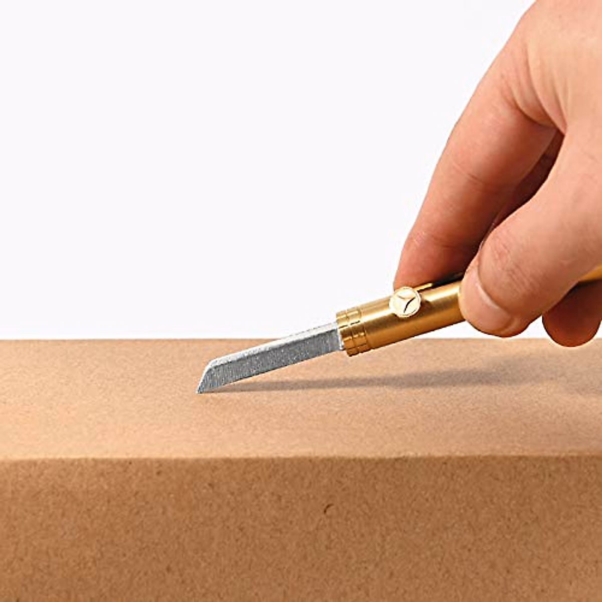 SZHOWORLD Brass Mini Utility Knife - EDC Pocket Knife, Small Compact Box Cutter with Special High Carbon Alloy Steel, Upgraded Version (Brass)
