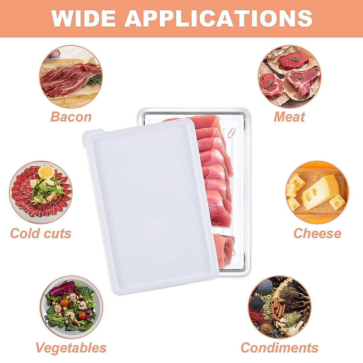 LOYORTY 6PCS Deli Meat Container for Fridge with Airtight Lids, Lunch Meat Container for Refrigerator, Bacon Storage Container for Fridge, with 3 Pcs Serving Tongs