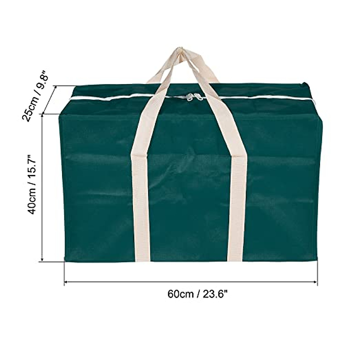 PATIKIL Closet Storage Bags, 23.6'' Length Clothes Blanket Organizer Foldable Bag with Carrying Handles for Bedding Clothing, Green