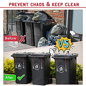 Anglecai Trash Can Lock 4 Pack, Garbage Can Lock for Animals Stop from Rummaging Heavy Duty Trash Can Lid Lock Universal Metal Lid Lock for Outdoor Garbage Cans with Nylon Coated Wire Rope