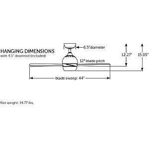 Fanimation Kwad 44 inch Indoor Ceiling Fan with LED Light Kit, Brushed Satin Brass