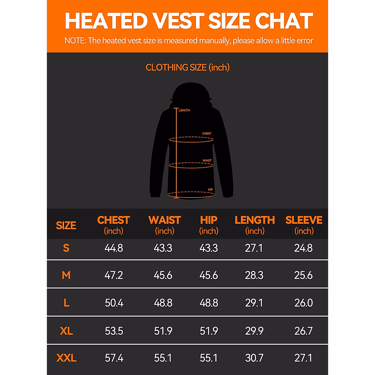 KOPLO Heated Jacket for Men, 14400mAh Battery Pack with Detachable Hood, Waterproof Outdoor Heating Jacket-L