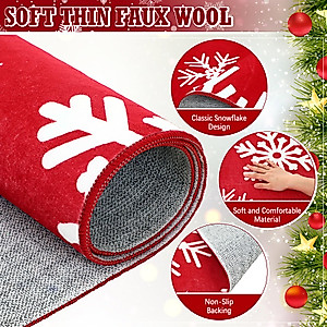 Drydiet Christmas Area Rug Xmas Snowflake Washable Non Slip Rug, Red White Xmas Winter Door Mat Holiday Decor Carpet for Living Room Bedroom Dining Room Kitchen Bathroom Hallway (3 x 5 Feet)