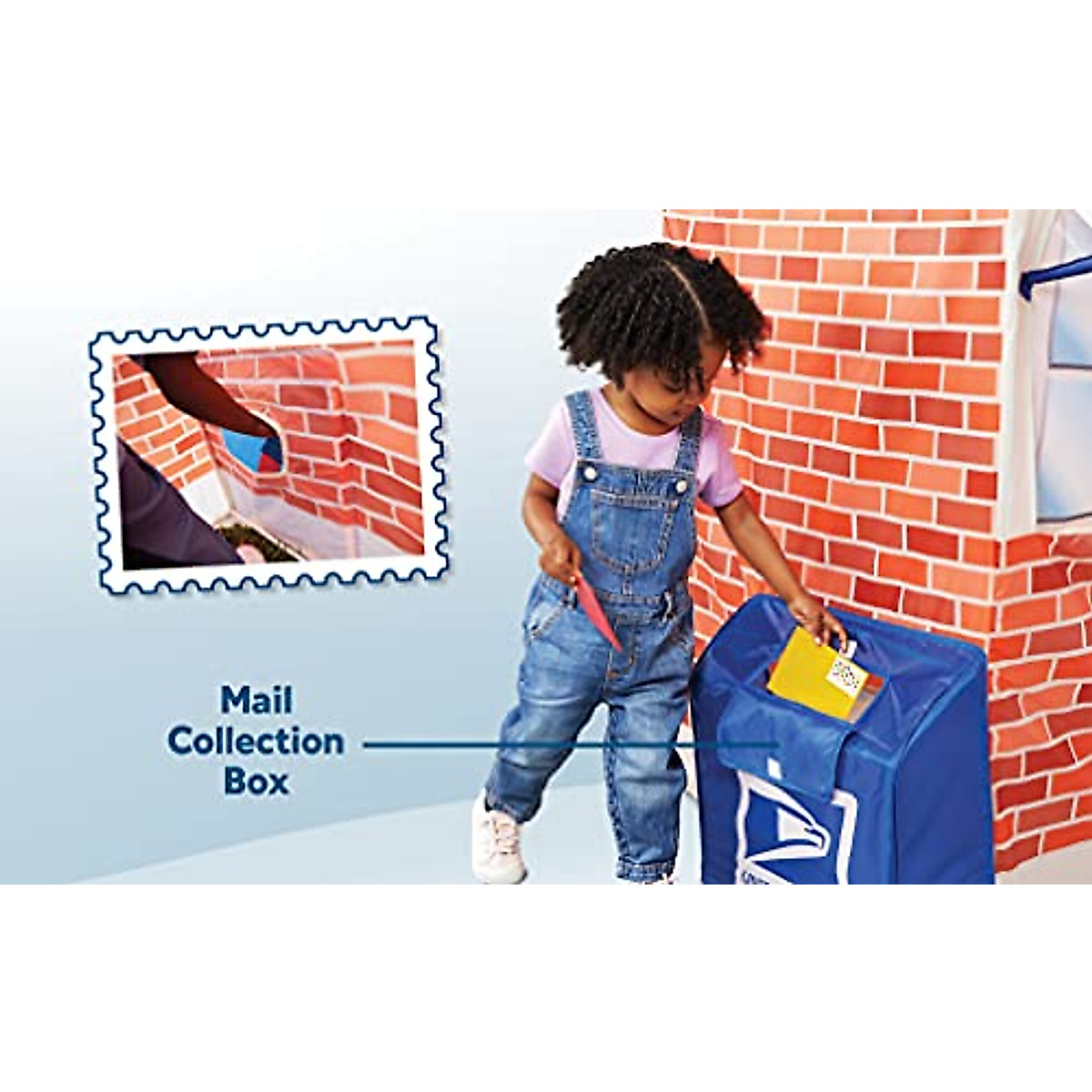 Kid Trax USPS Play Tent for Kids, Tent House for Kids, Large Front and Rear Openings, Mail Collection Box, Includes Carrying Case, Mail Truck or Carrier Accessory, Kids Play House, Post Office Toys