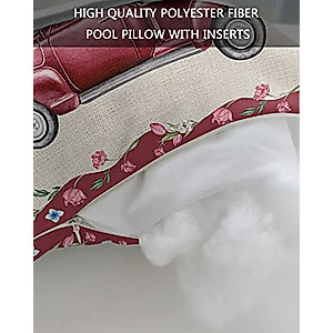 Recliner Head Pillow Ledge Loungers Chair Pillows with Insert Loads of Love Truck Tulip Flower Floral Lumbar Pillow with Adjustable Strap Outdoor Waterproof Patio Pillows for Beach Pool, 2 PCS