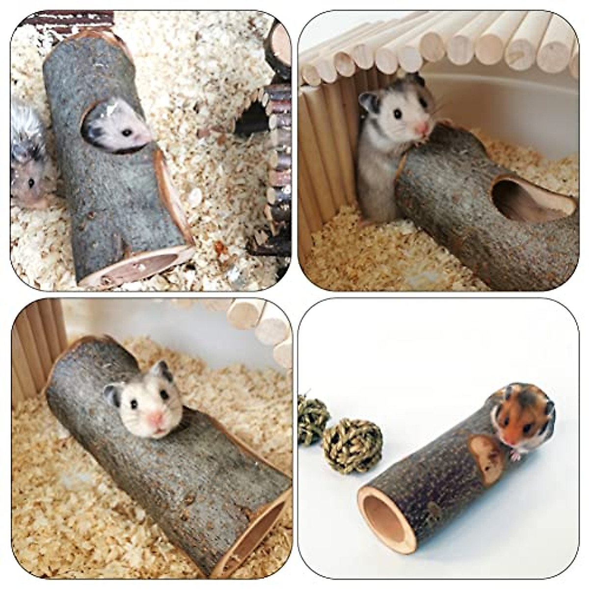 POPETPOP Hamster Hideout Hamster Rest House Small Pet Play House Hamster Tunnel Maze Wood Castle Habitat for Guinea Pig Bunnies Chinchilla