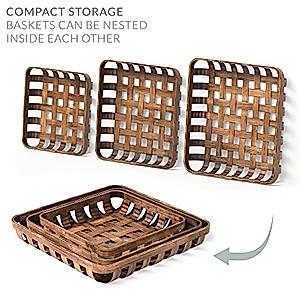 Barnyard Designs Tobacco Baskets Rustic Vintage Farmhouse Nesting Trays, Set of 3